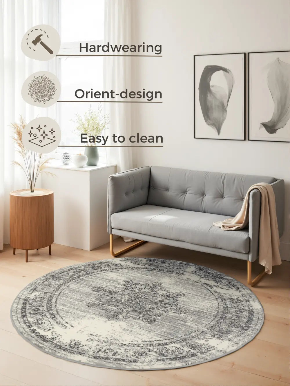Gloria 106254 Cream Grey Cream Rug — RugsDirect Online