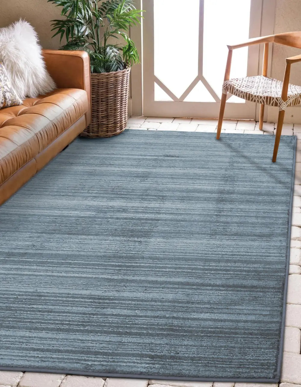 ARLO Textured Blue Blue Rug — RugsDirect Online
