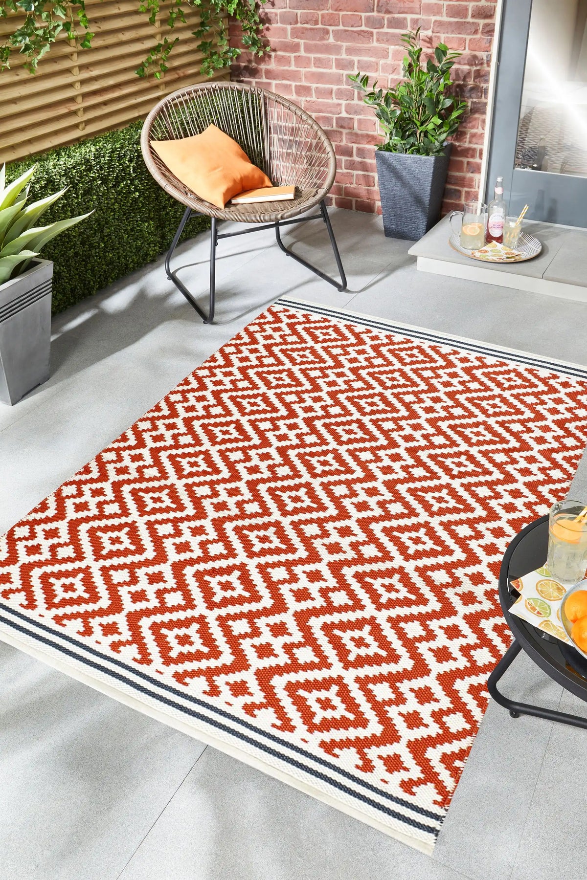 Aztec Indoor Outdoor Terracotta Grey Rugs - Buy Terracotta Grey Rugs ...
