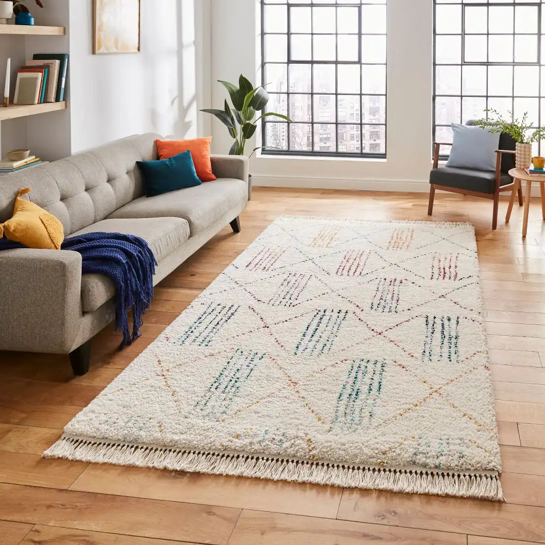 Boho A814 Multi Ivory, Multicoloured Rug — RugsDirect Online