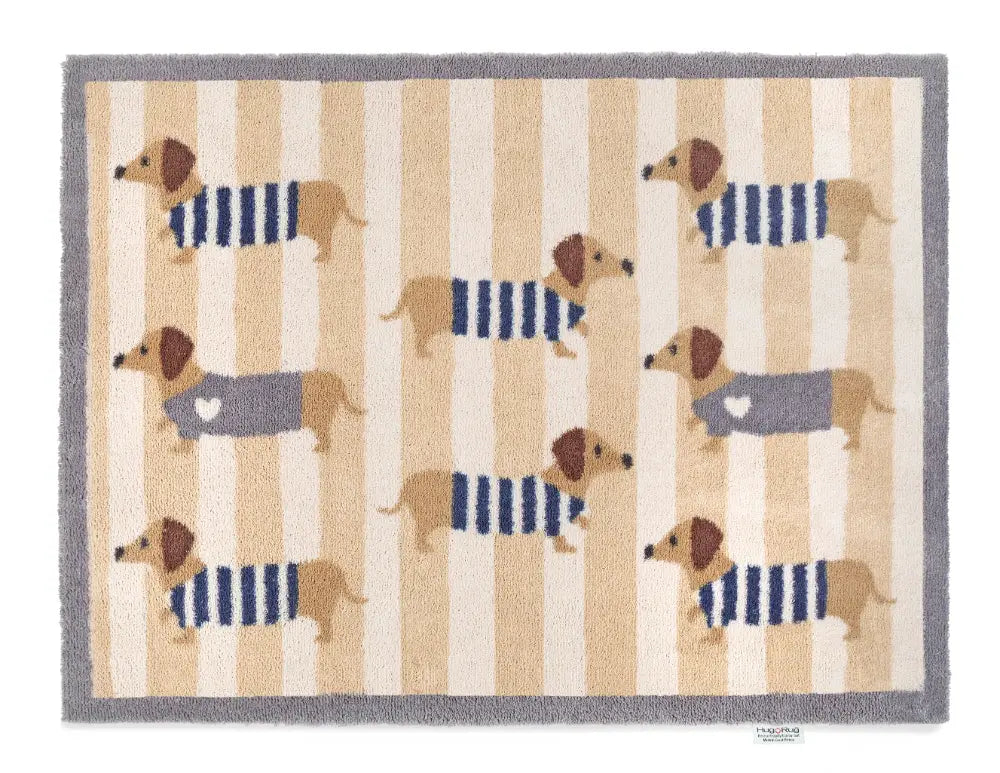 Hug Rug Washable Sausage Dog Chic Multi Beige Rug — RugsDirect Online