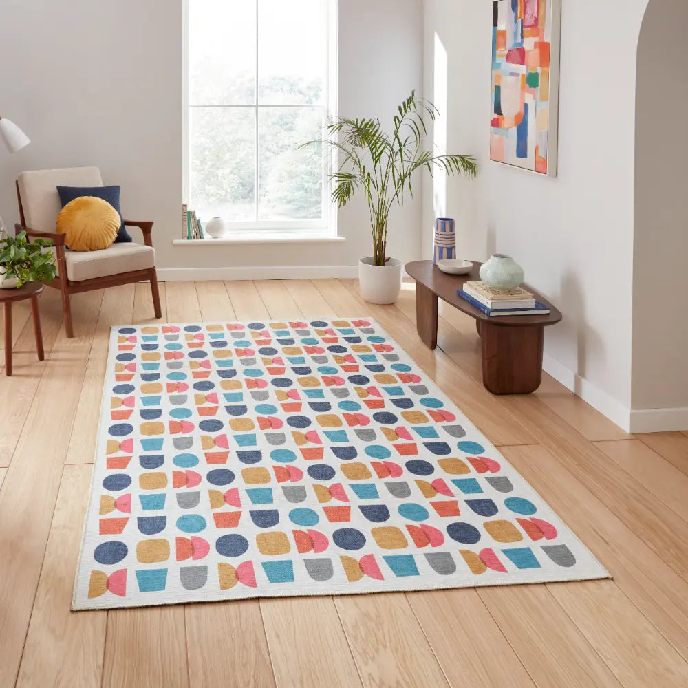 Catherine Lansfield Connect Geo Modern Geometric Rug Multicoloured Rug ...
