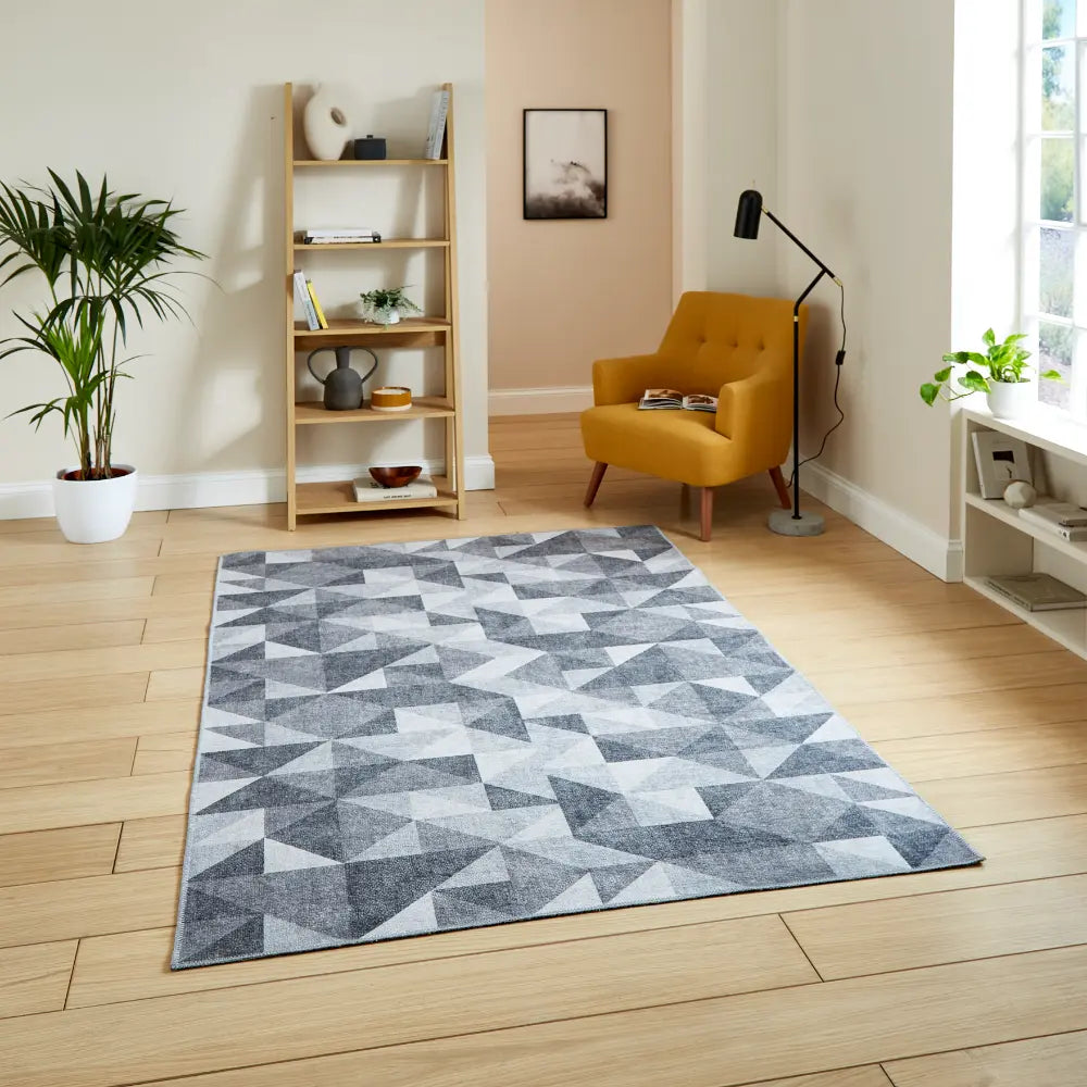 Coral H1057 Grey Modern Washable Rug Grey Rug — RugsDirect Online