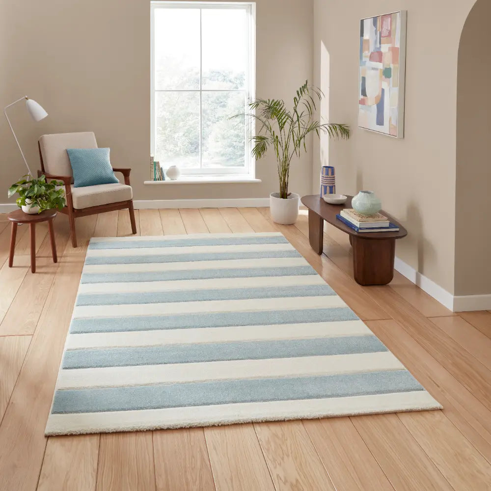 Catherine Lansfield Cove Stripe Modern Linear Rug Blue Rug — RugsDirect ...