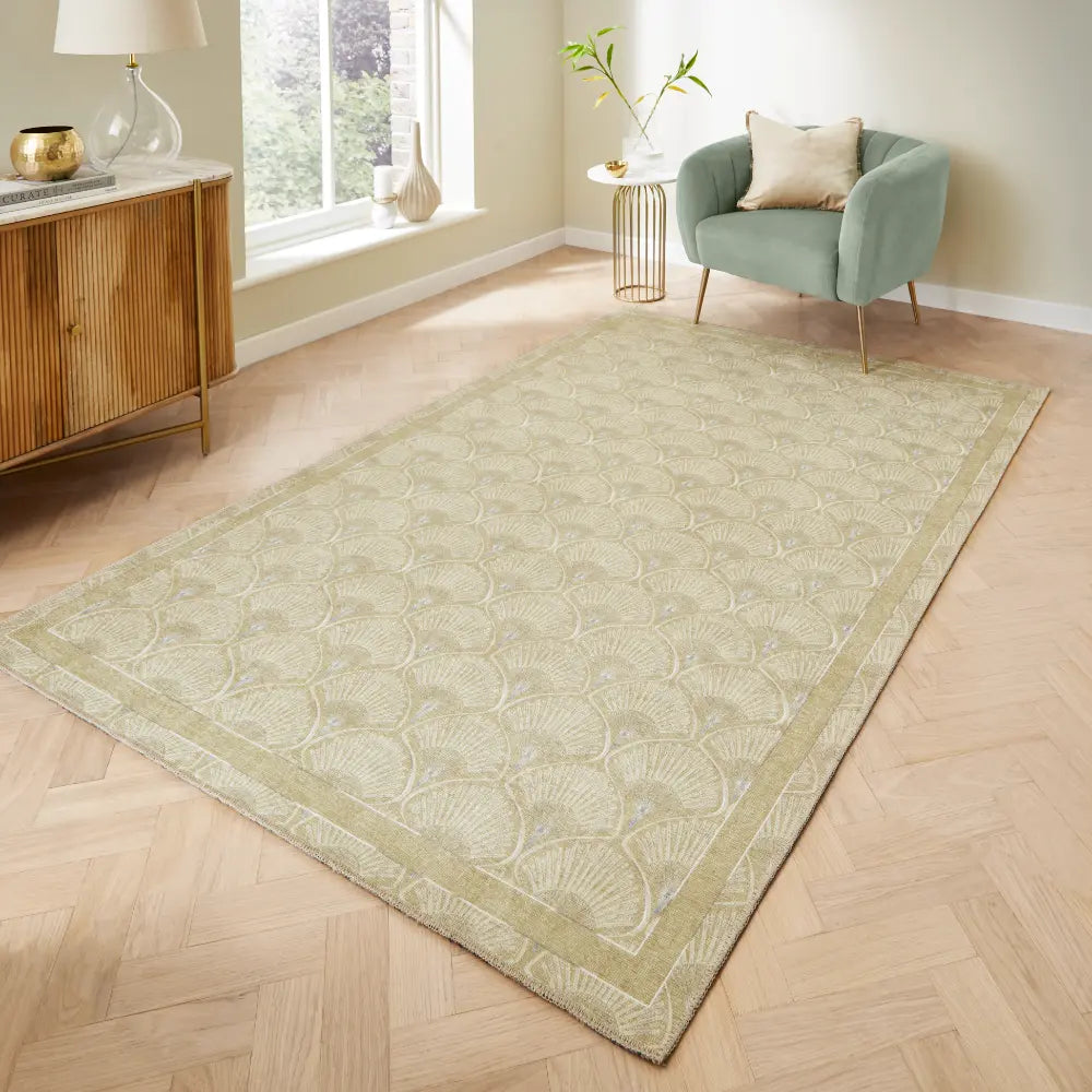 Catherine Lansfield Deco Peacock Washable Rug Green Rug — RugsDirect Online