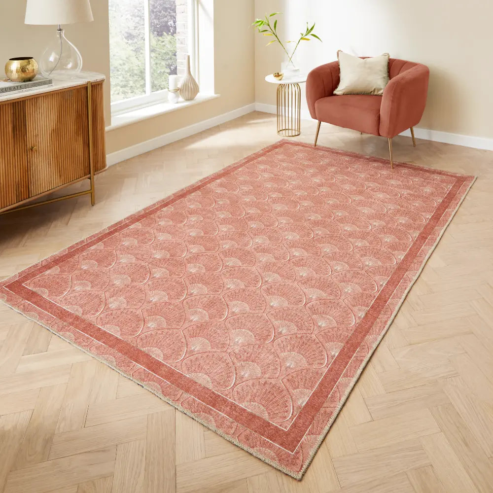 Catherine Lansfield Deco Peacock Washable Rug Orange Rug — RugsDirect ...