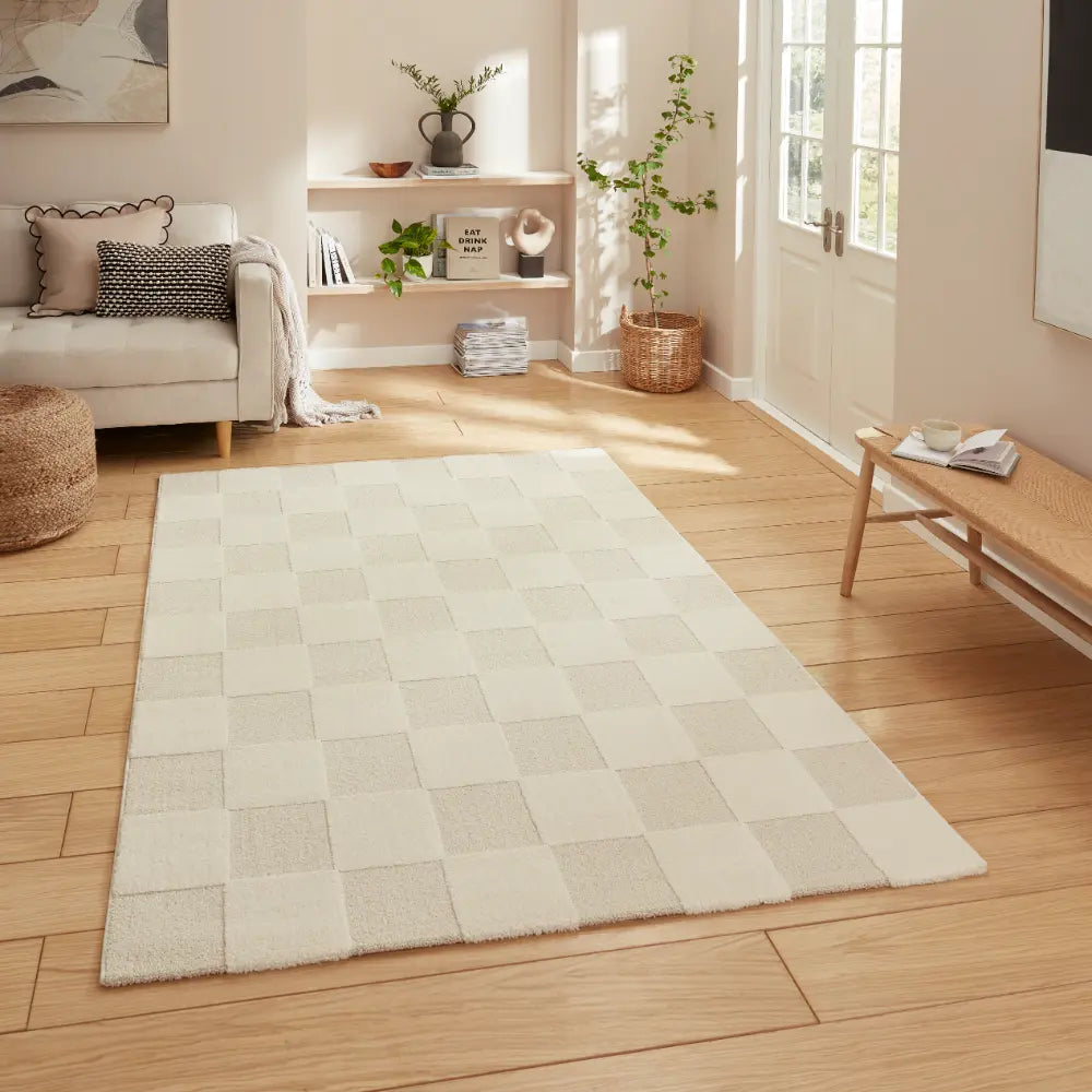 Elio 69924 Cream Modern Geometric Rug Cream Rug — RugsDirect Online