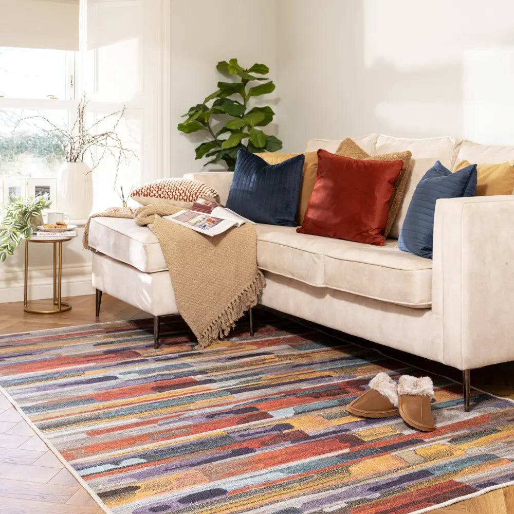 Everyday Blur Multicoloured Washable Multicoloured Rug — RugsDirect Online