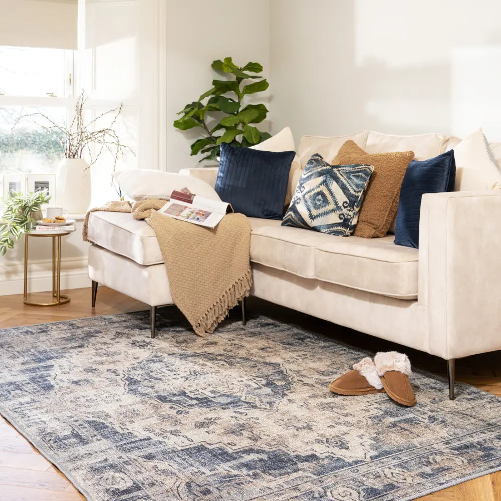 Everyday Kith Blue Washable Blue Rug — RugsDirect Online