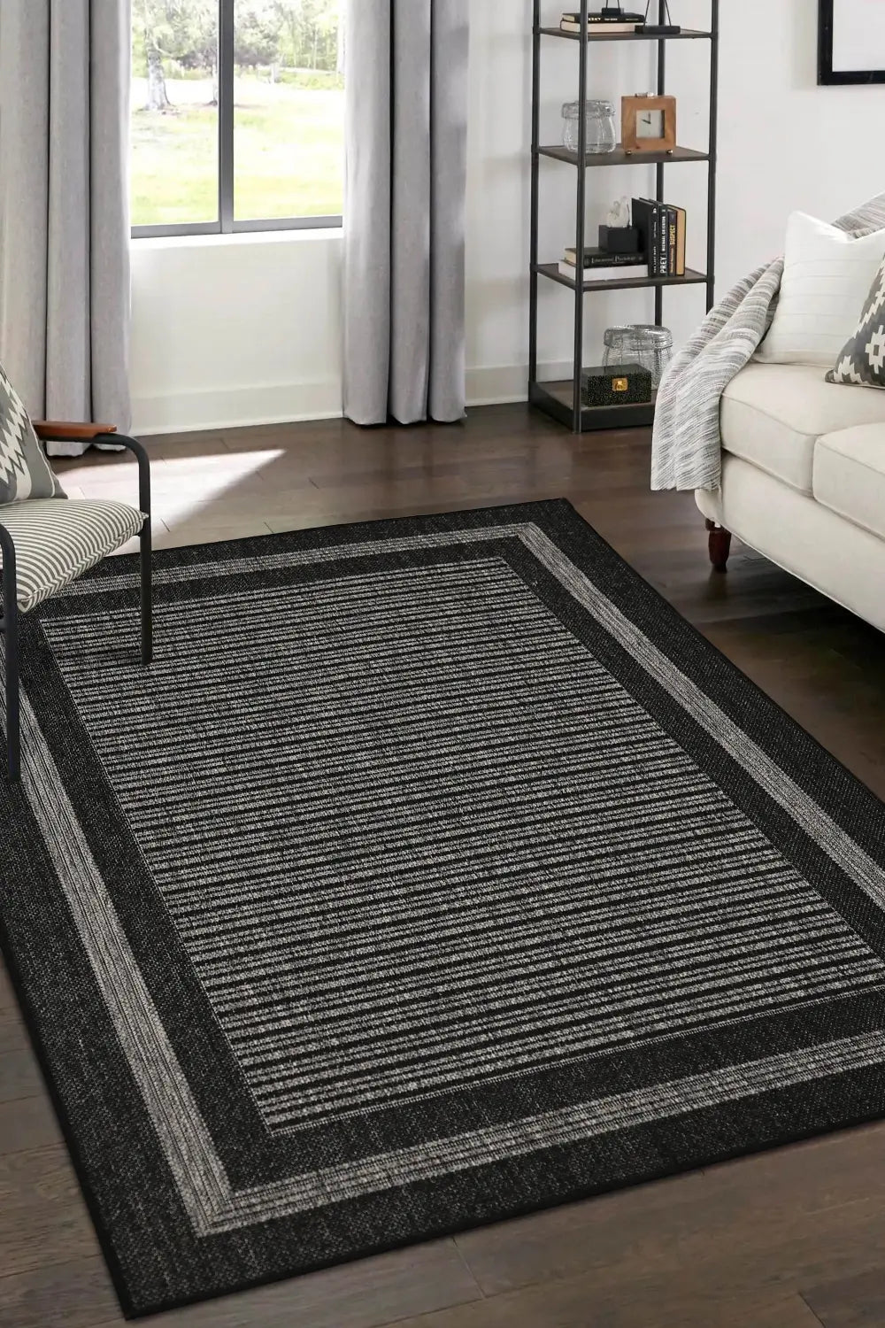 FLATWEAVE GEL Border Black Black Rug — RugsDirect Online
