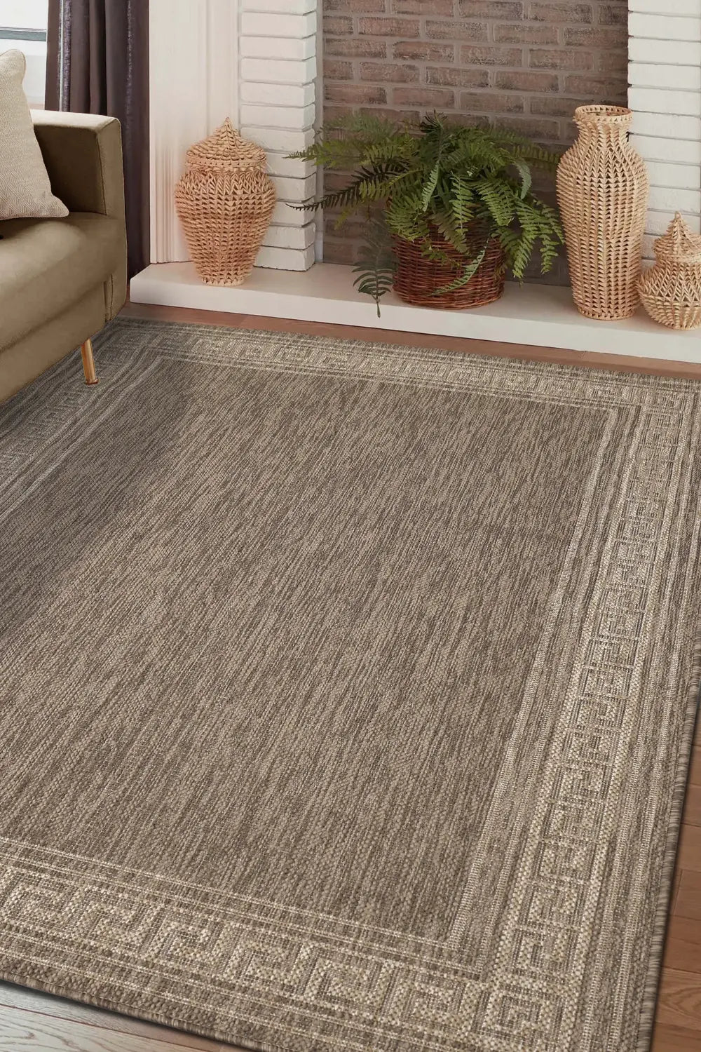 FLATWEAVE GEL Greek Key Latte Brown Rug — RugsDirect Online