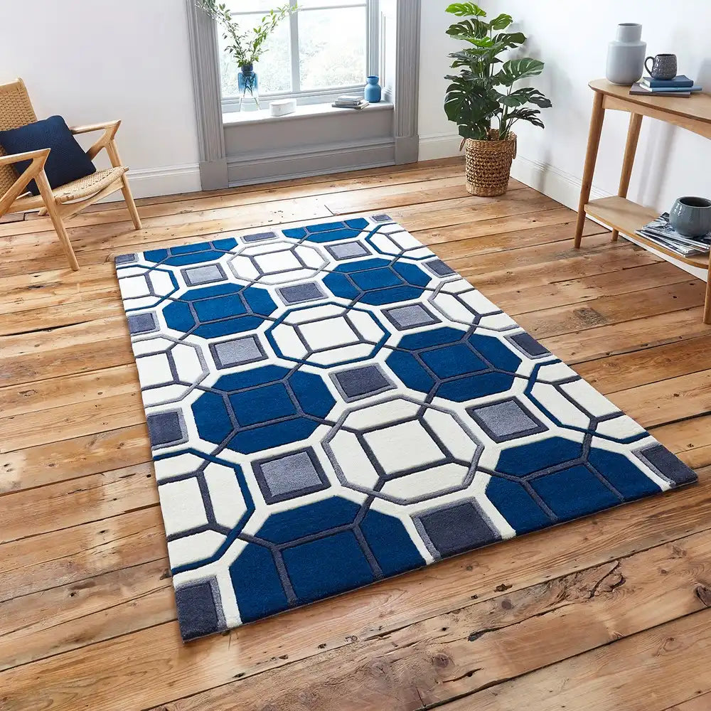 HK 9238 Ivory Navy Blue, Ivory, Navy Rug — RugsDirect Online