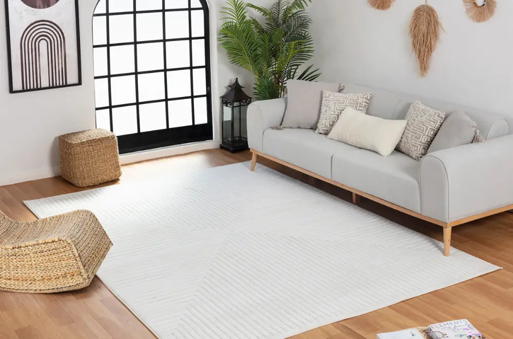 KIYOSHI In- & Outdoor Scandi Modern White Rug Grey Rug — RugsDirect Online