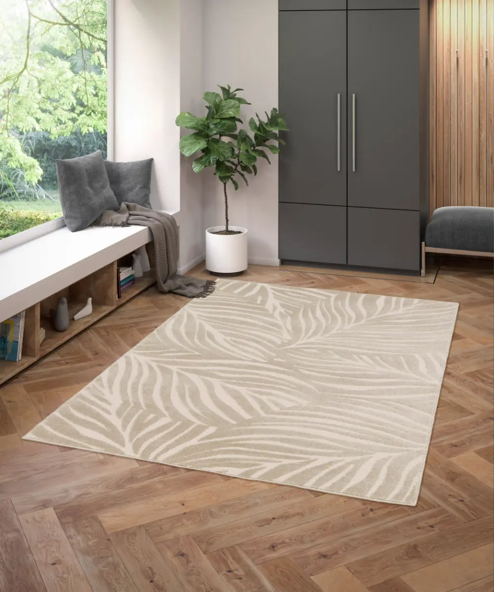MILAN LEAVES Beige Rug — RugsDirect Online