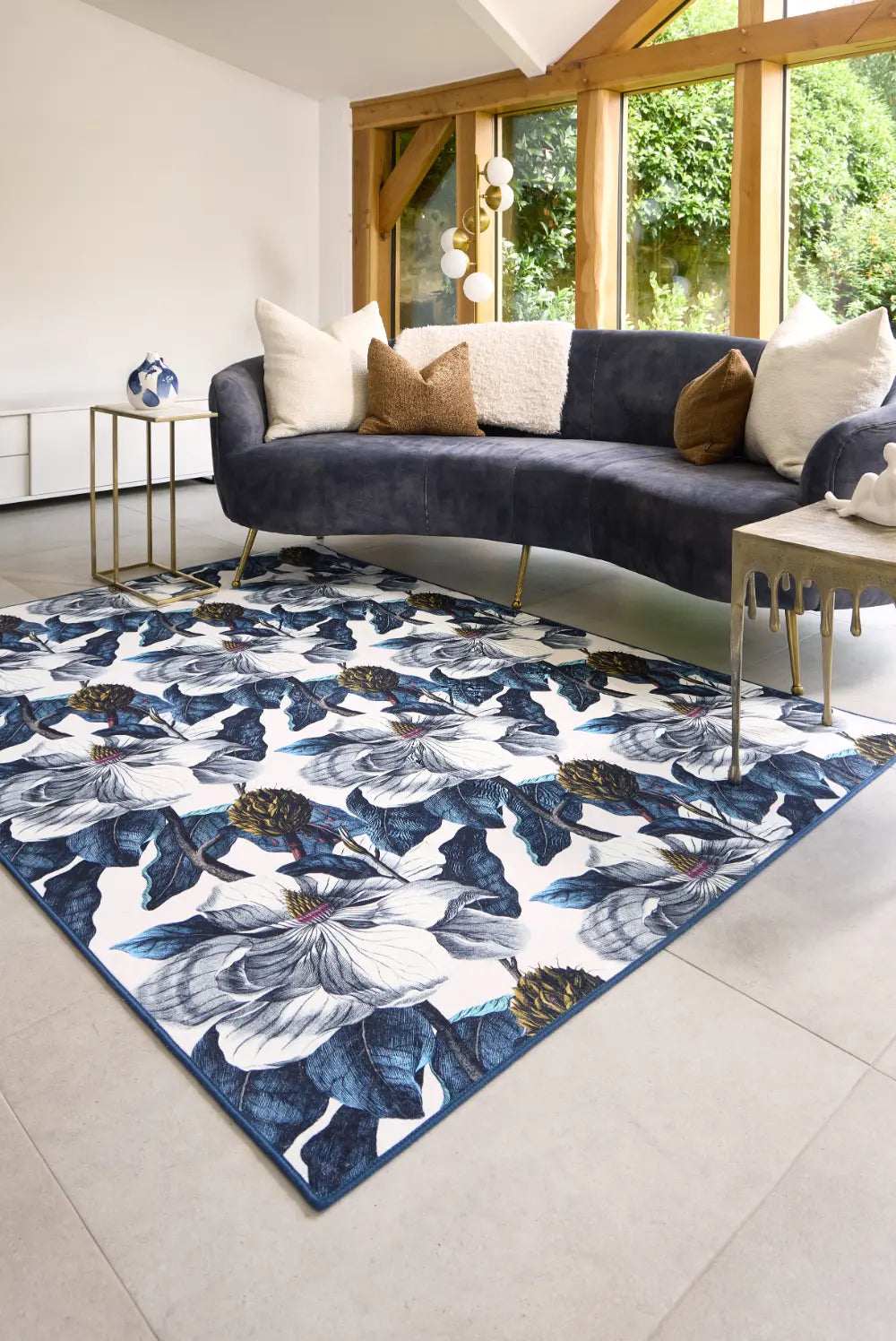Hug Rug Eco-Washable Magnolia Garden 120X185 Blue Rug — RugsDirect Online
