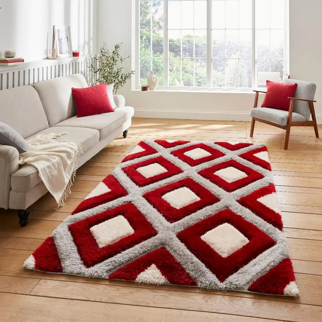 Olympia GR224 Grey Red Rugs - Buy GR224 Grey Red Rugs Online from Rugs ...