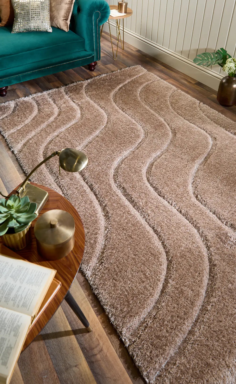Soft Carved wave Beige Beige Rug — RugsDirect Online