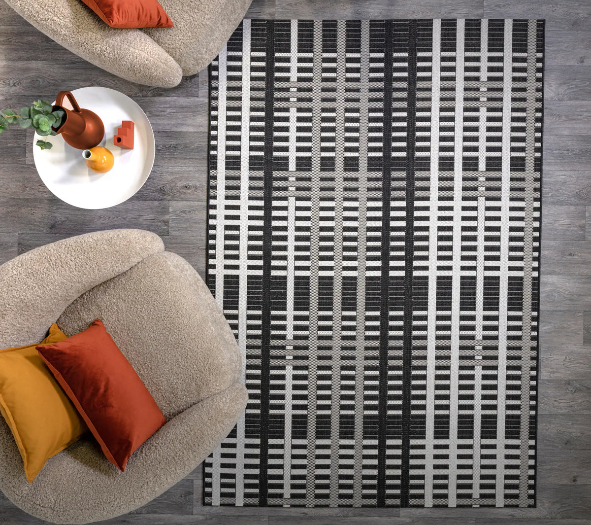 Patio PAT22 Black Grid Rugs - Buy PAT22 Black Grid Rugs Online from ...