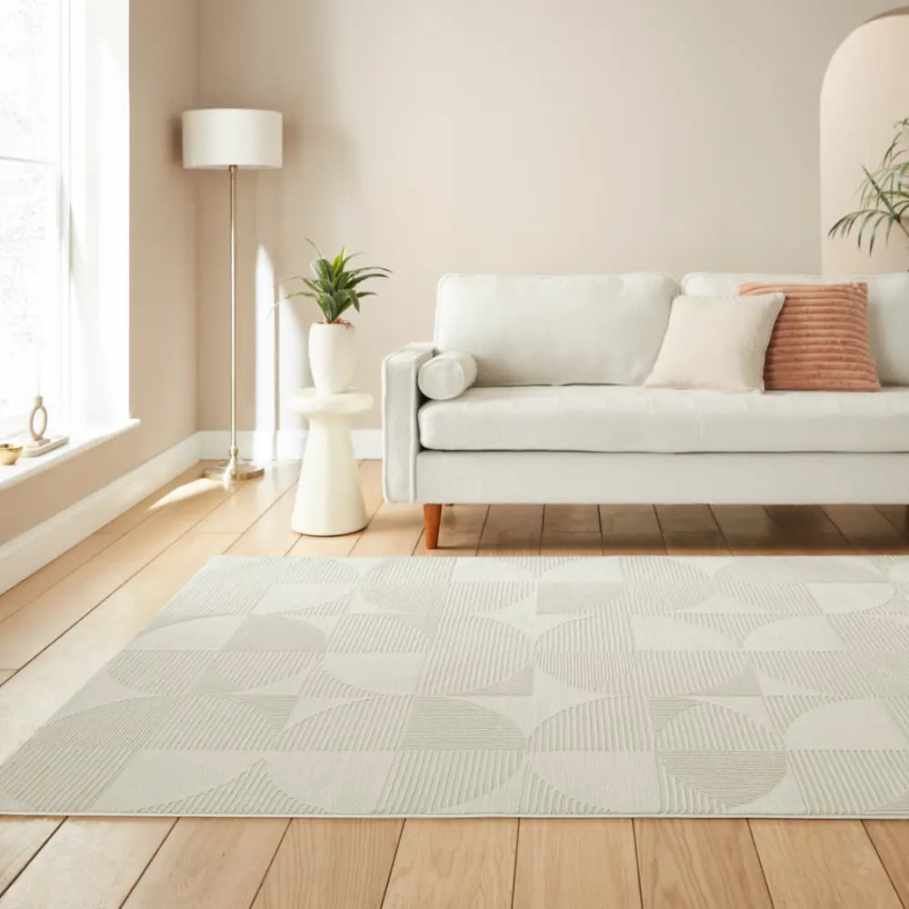 Catherine Lansfield Retro Circles Cream Cream Rug — RugsDirect Online