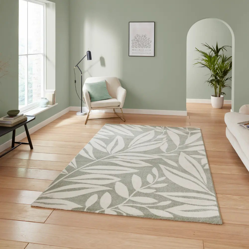 Catherine Lansfield Sorral Leaves Botanical Rug Green Rug — RugsDirect ...