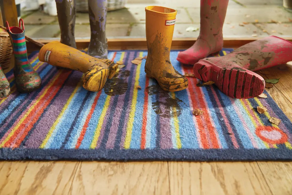 Patterned Hug Rug Stripe 85 Multicoloured Rug — RugsDirect Online