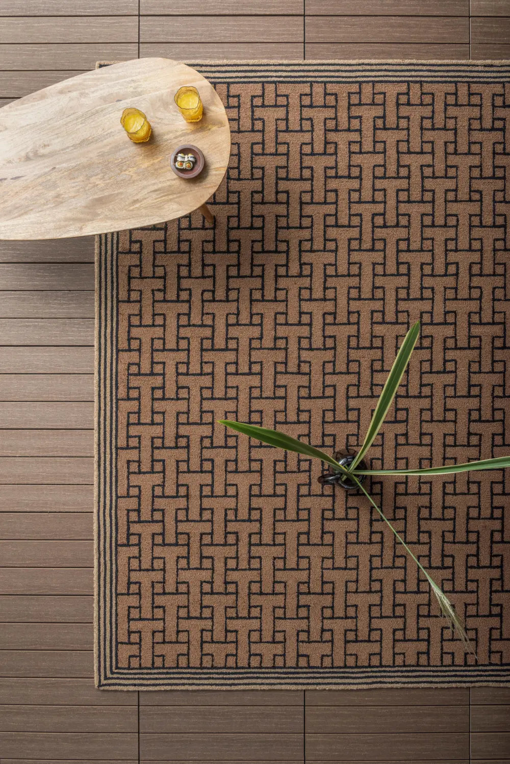 In-Outdoor TB T Monogram Light Brown outdoor Multicoloured Rug ...