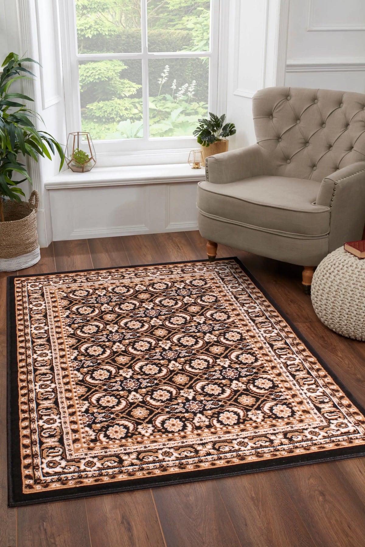 Traditional Poly Esta Black Rug — RugsDirect Online
