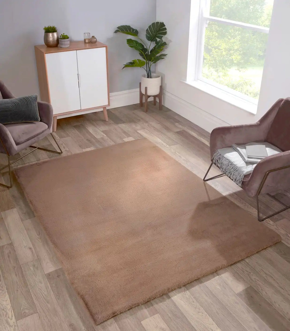 Luxe Faux Fur Beige Beige Rug — RugsDirect Online