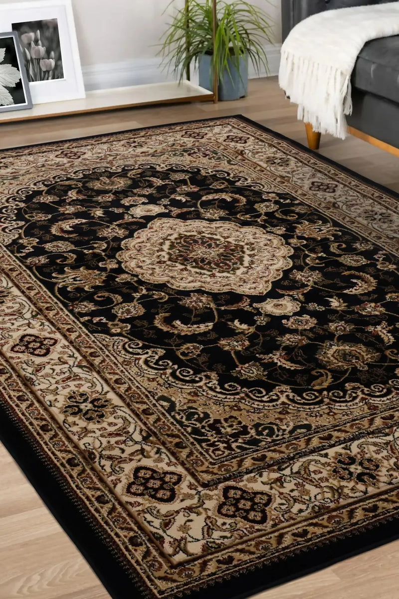 VICTORIA TRADITIONAL BLACK Black Rug — RugsDirect Online