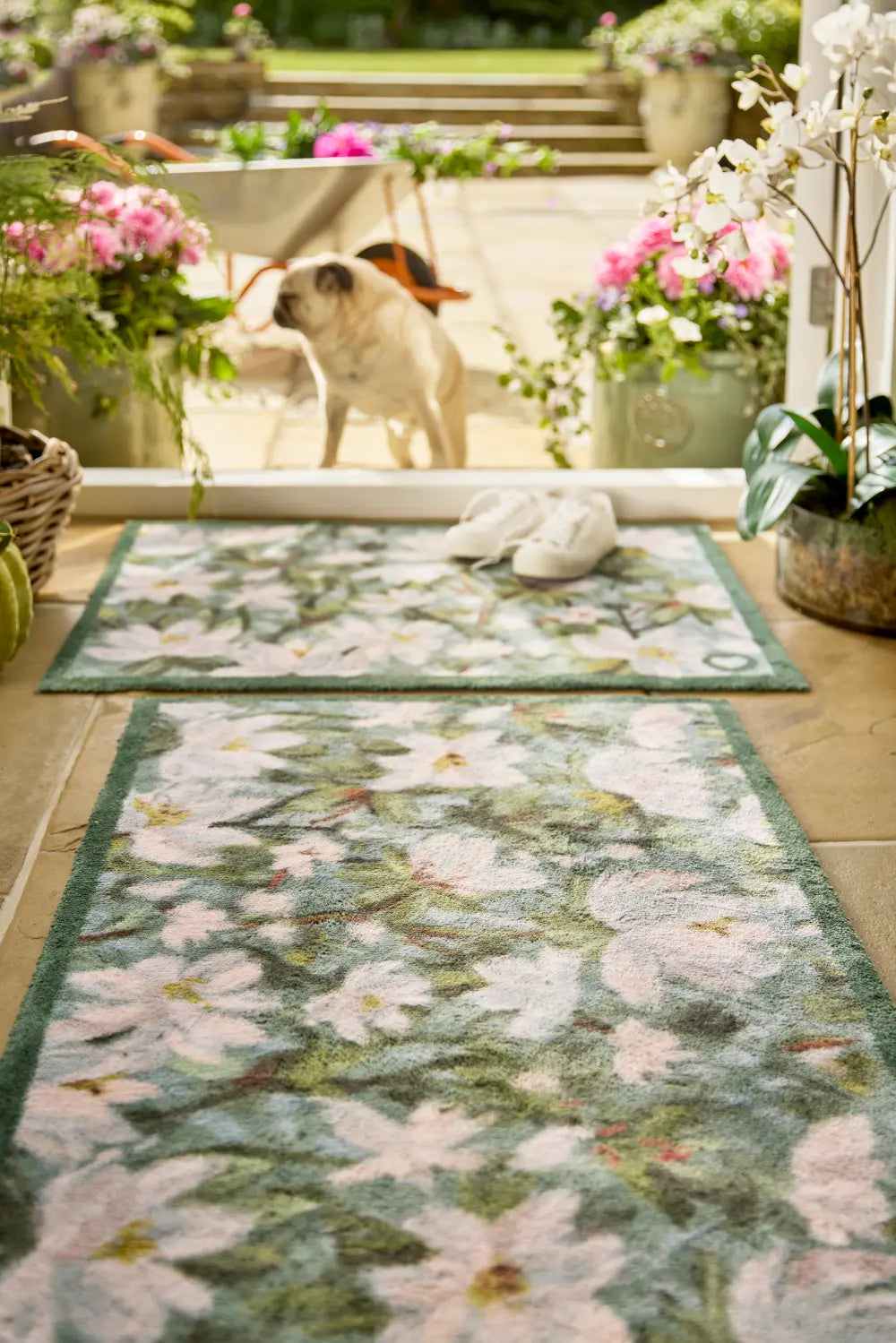 Patterned Hug Rug Water Lilies Runner Multicoloured Rug — RugsDirect Online