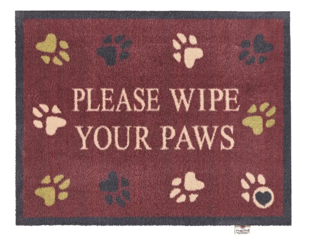 Hug Rug Washable Wipe Your Paws Burgundy Multi Red Rug — RugsDirect Online