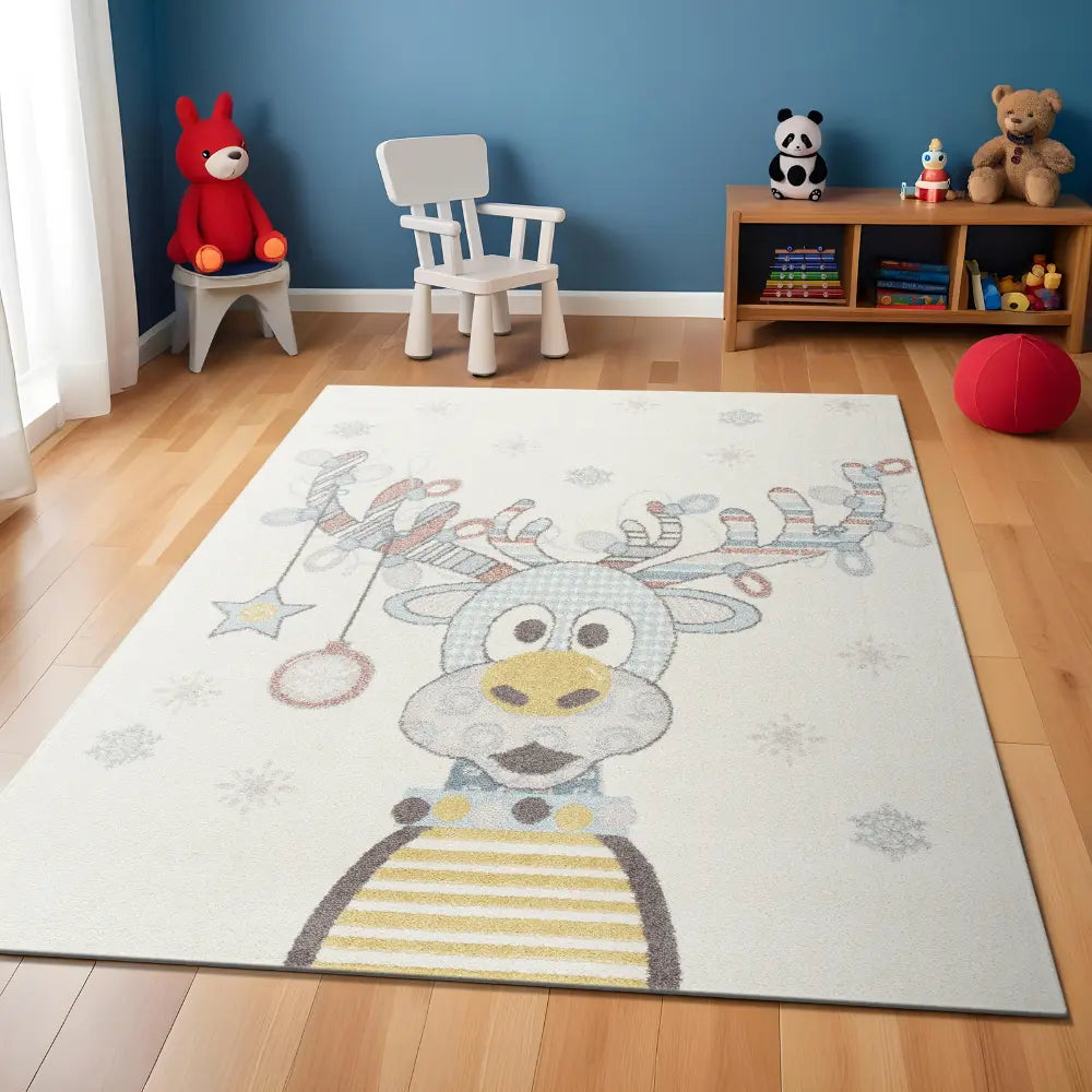 DINGO Kids Modern Multicolour/Blue/Bedroom Rug Multicolour Ivory Rug ...