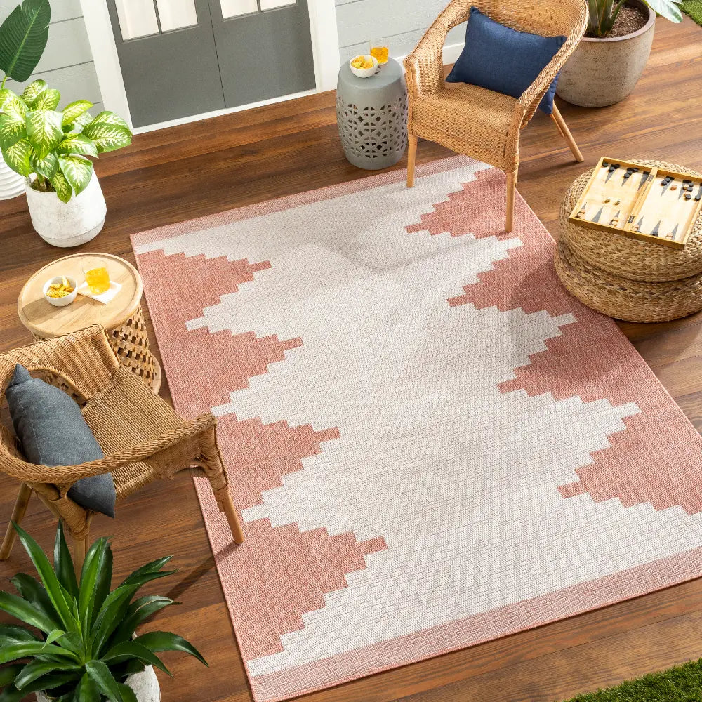 RUBAL In- & Outdoor Global Coral/Grey Rug pink Rug — RugsDirect Online