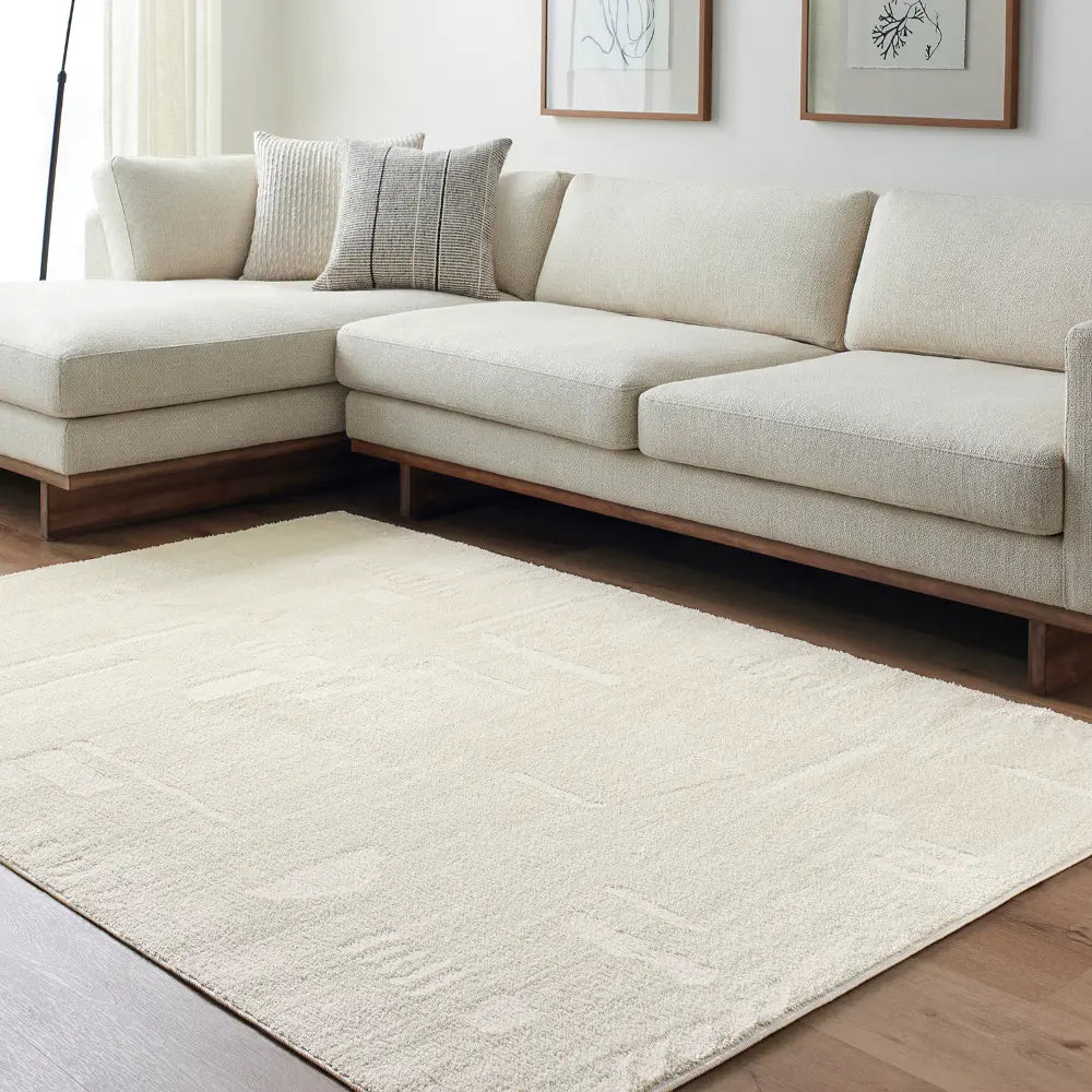 RITA Scandi Modern High Pile Ivory/Off-White Rug Grey Rug — RugsDirect ...