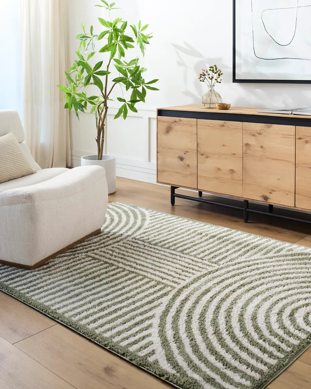 PAULINE Machine Washable Modern Shaggy Grass Green Rug Green Rug ...