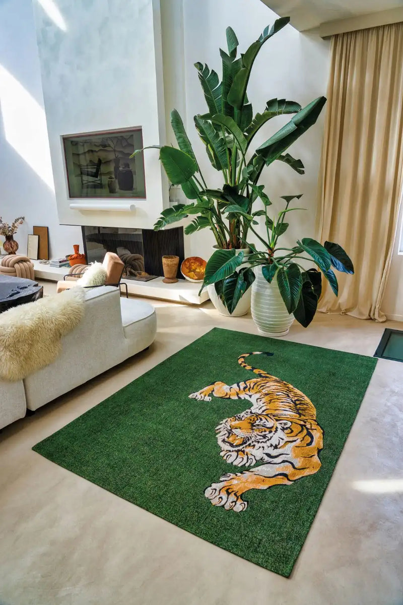 Pop by Louis 9388 Tiger Green On Fire Green, Yellow Rug — RugsDirect Online