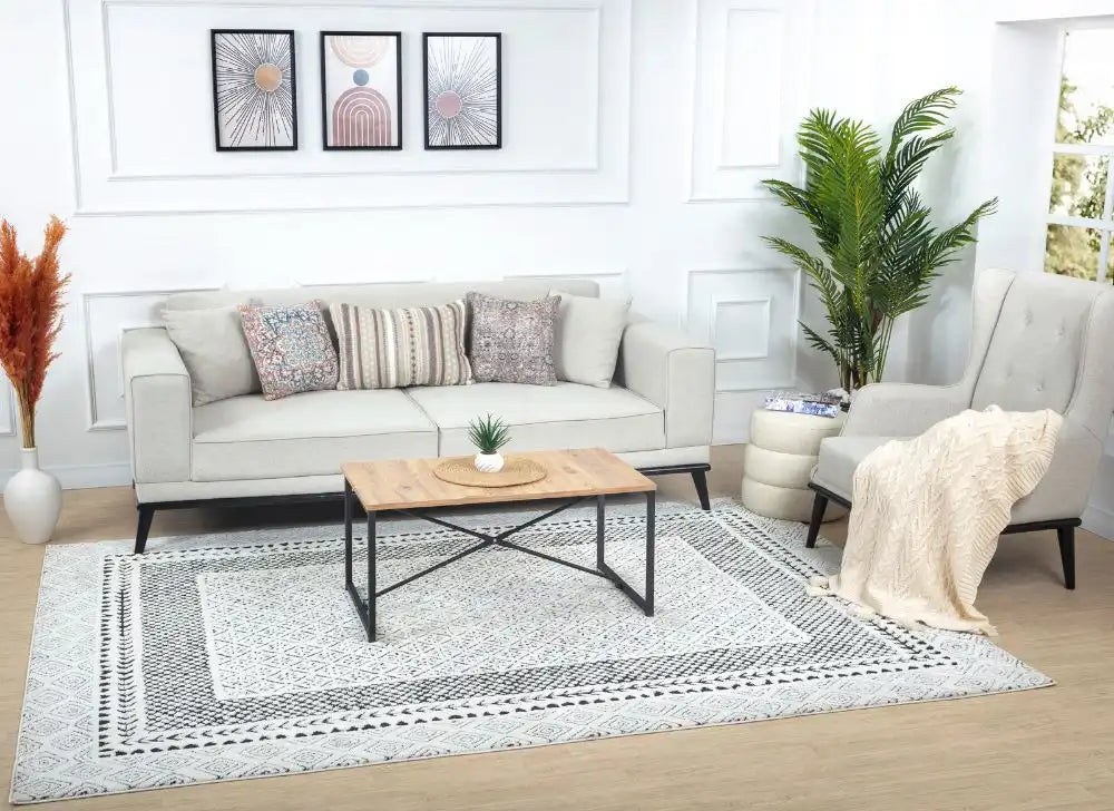 FEU AMBRE 2301 White Black, Ivory Rug — RugsDirect Online