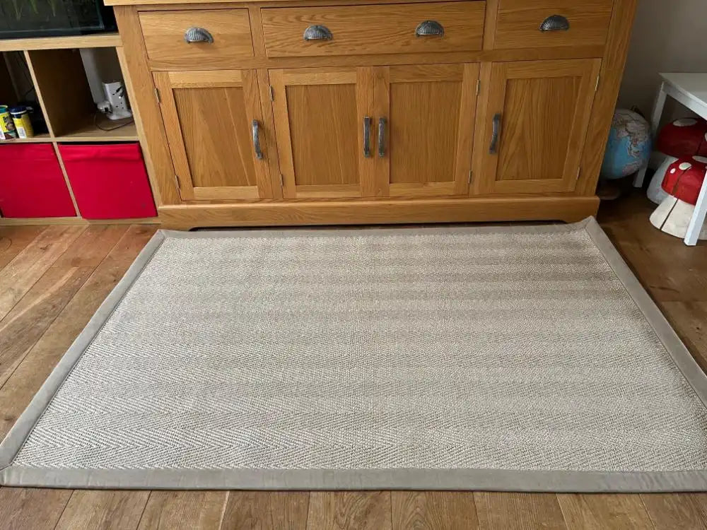 Havana Sisal Argent with a Faux Suede Caramel Rugs - Buy Argent with a ...