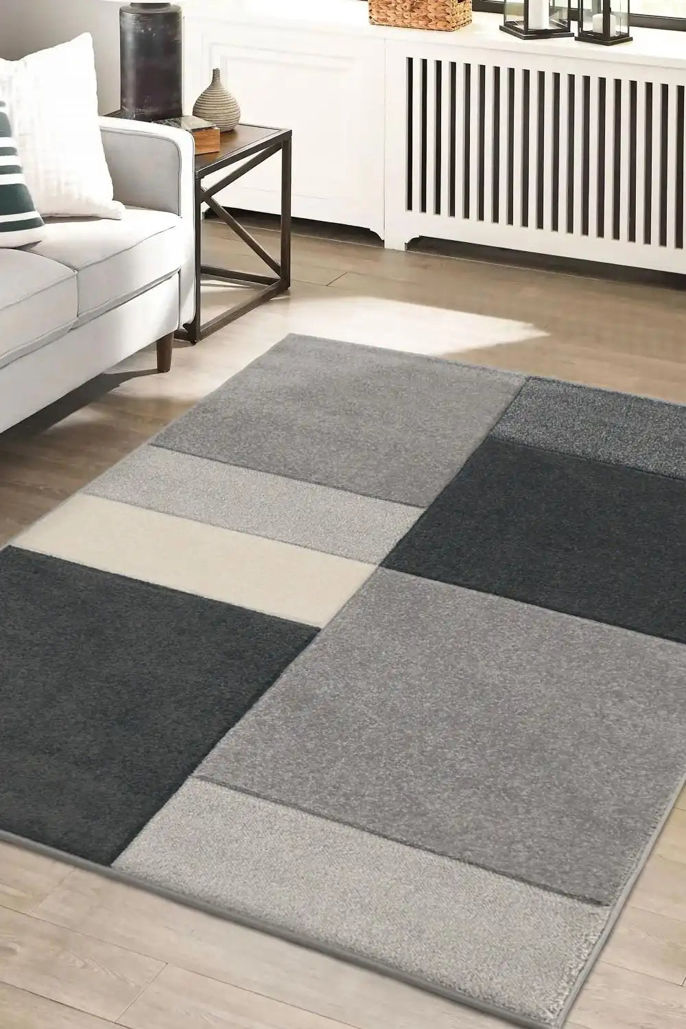 SARA BLOCKS GREY Grey Rug — RugsDirect Online