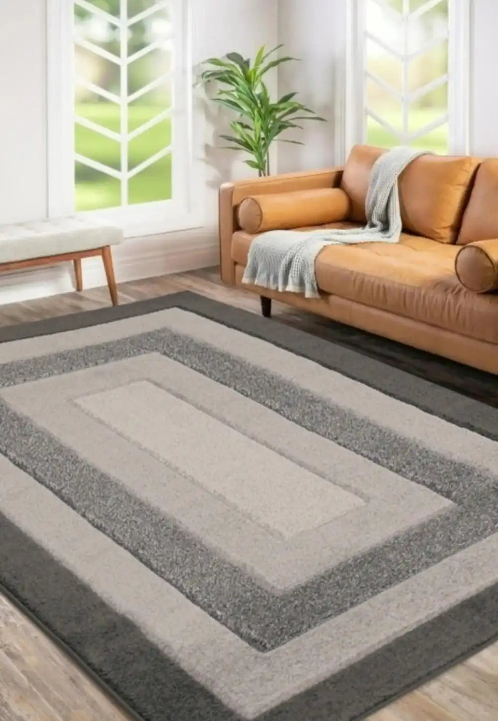 SARA BORDER GREY Grey Rug — RugsDirect Online