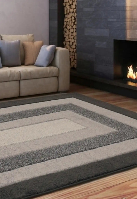 SARA BORDER GREY Grey Rug — RugsDirect Online