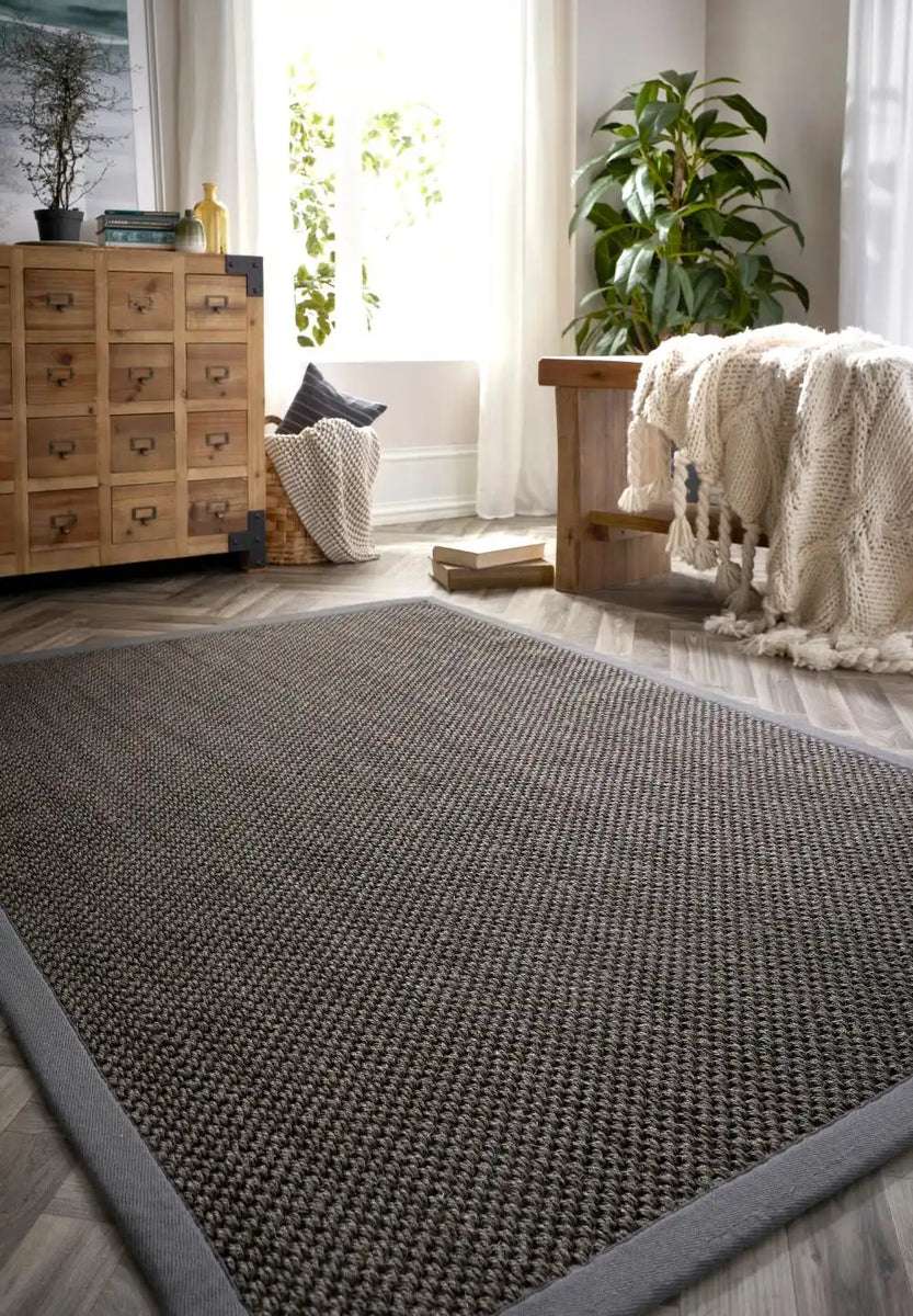 Origins Sisal Dark Grey with Grey Border Rugs - Buy Dark Grey with Grey ...