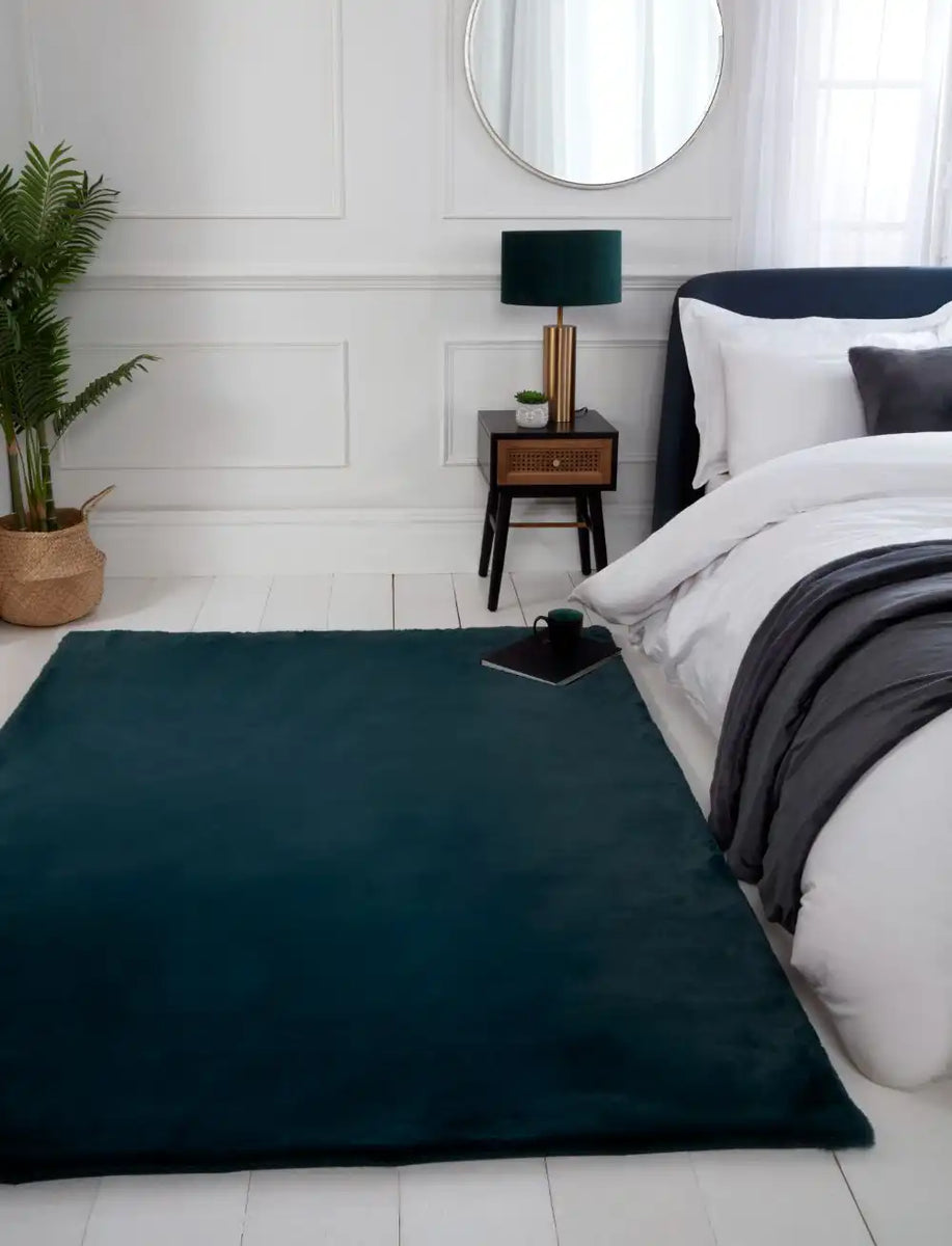 Luxe Faux Fur Forrest Green Green Rug — RugsDirect Online