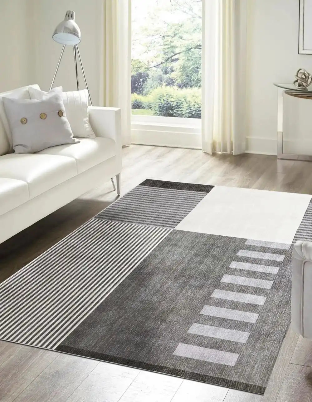 Tokyo Geo Blocks Grey Grey Rug — RugsDirect Online
