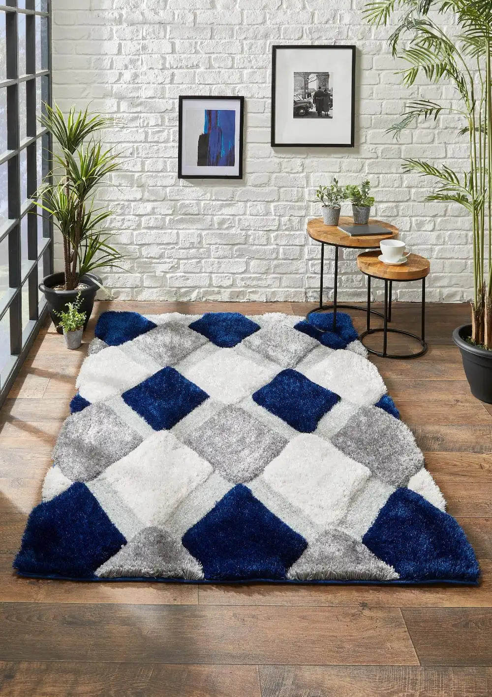 3D Geo Shaggy Navy Blue, Navy Rug — RugsDirect Online