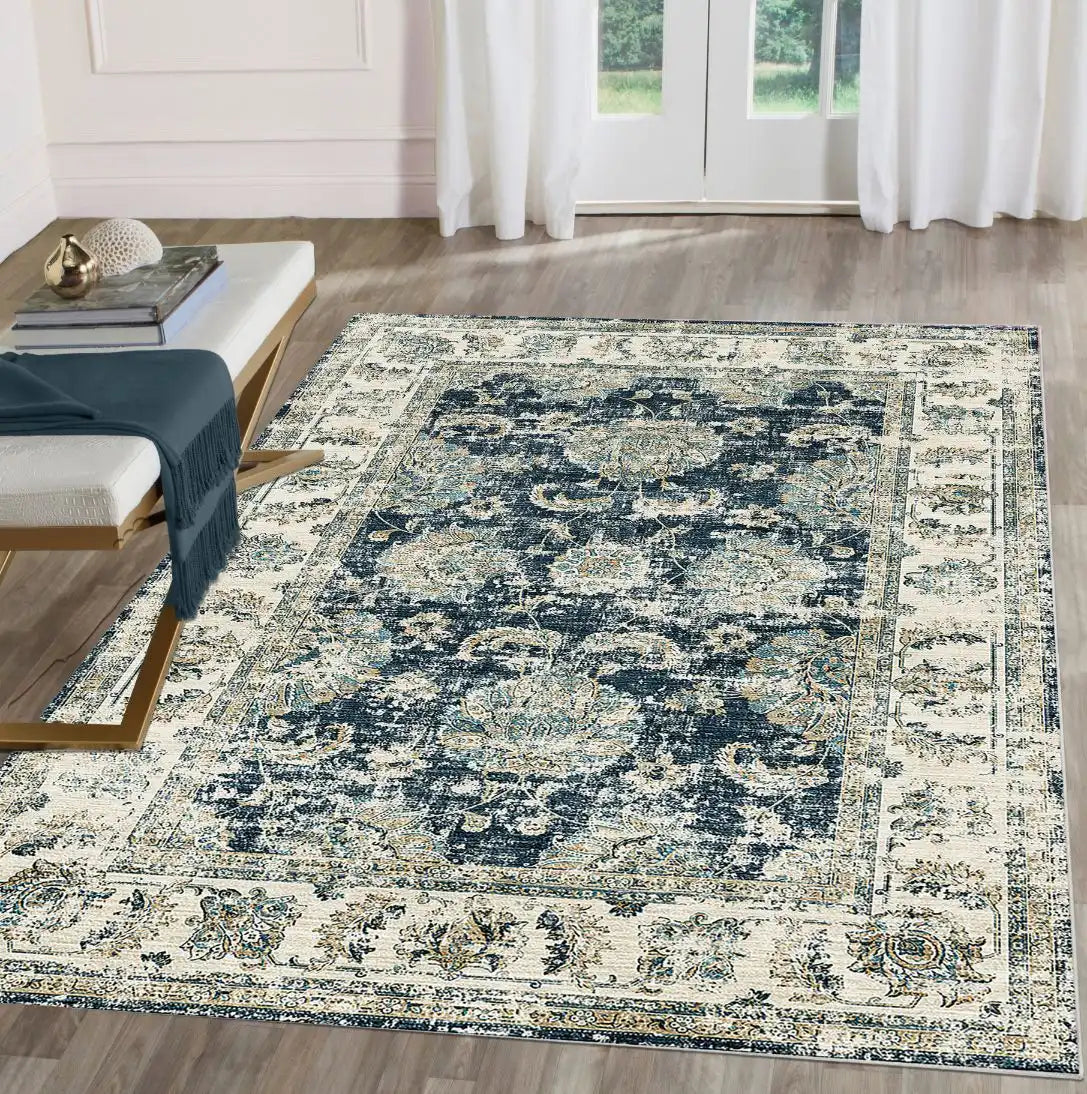 Silk Road Washable Perla Blue Rug — RugsDirect Online