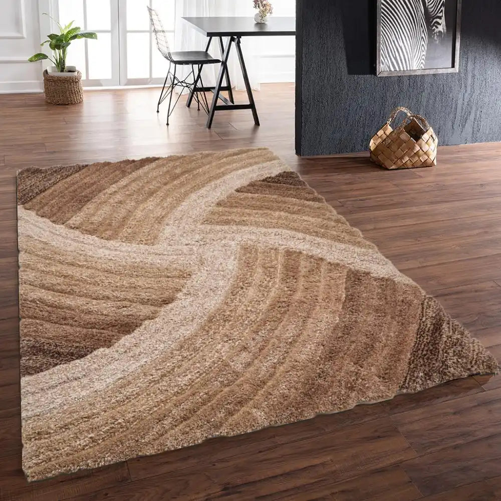 3D Ultimate Shaggy STELLA BROWN Brown, Beige Rug — RugsDirect Online