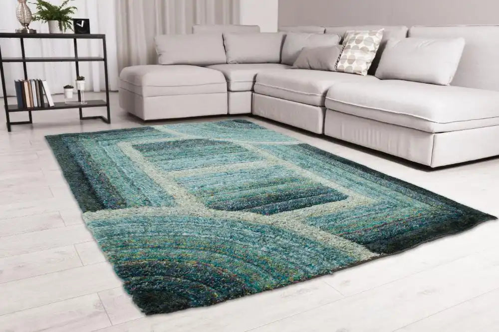 3D Ultimate Shaggy TRELLIS BLUE Blue Rug — RugsDirect Online