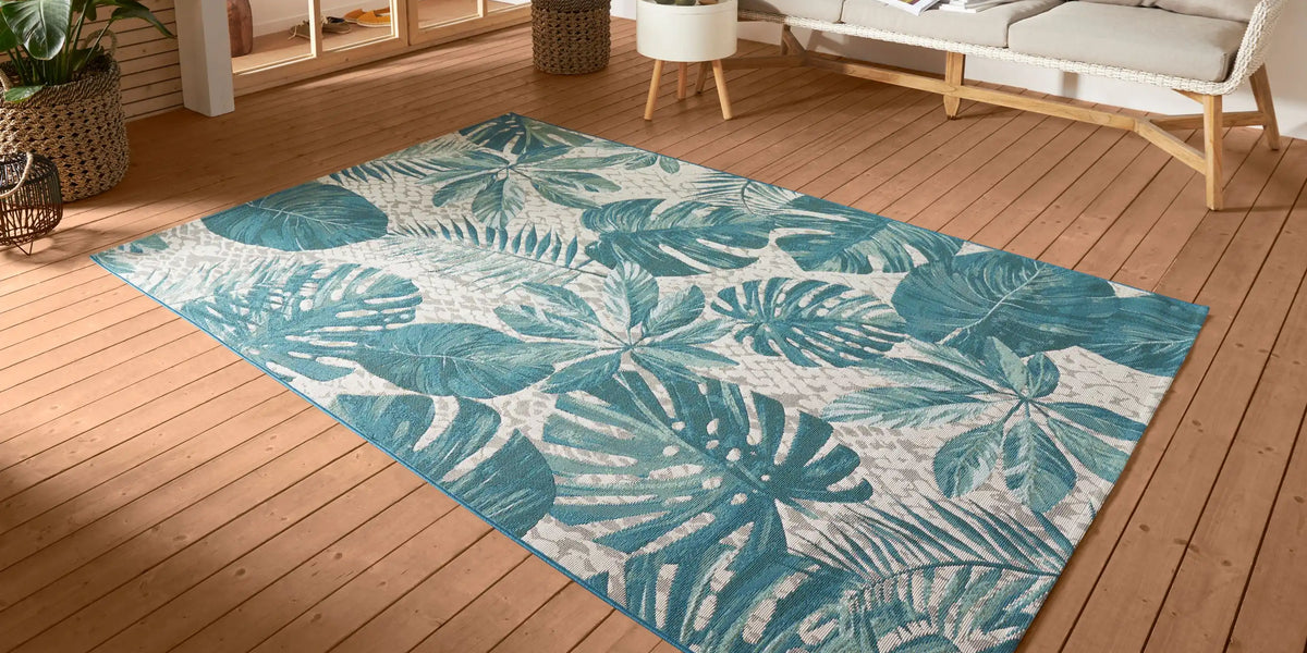 Flair Tropical Leaves Turqouise Rugs - Buy Tropical Leaves Turqouise ...