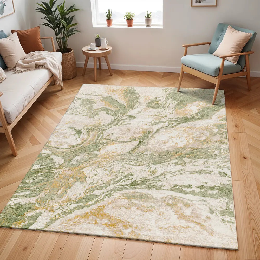 OCTAVIA Abstract Modern Marble Moss Green Rug Green Rug — RugsDirect Online